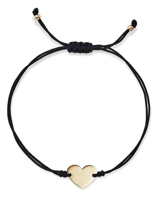 MOON & MEADOW 14k Gold Heart Bolo Bracelet - Black