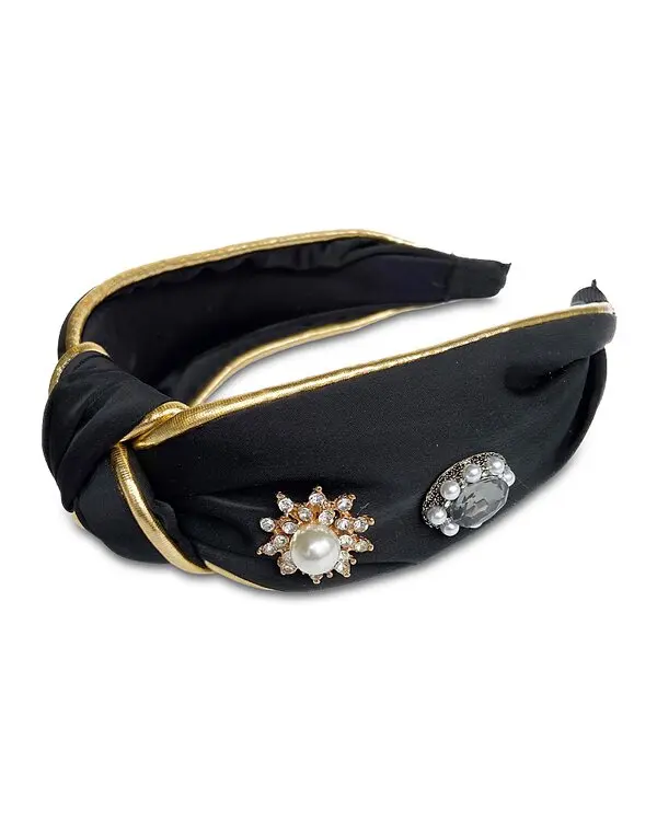 LOCKS & MANE Jeweled Knotted Headband - Black