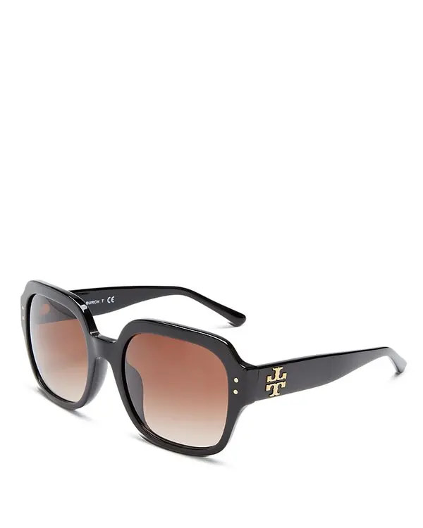 Tory Burch Oversized Square Sunglasses 56mm - Black/brown