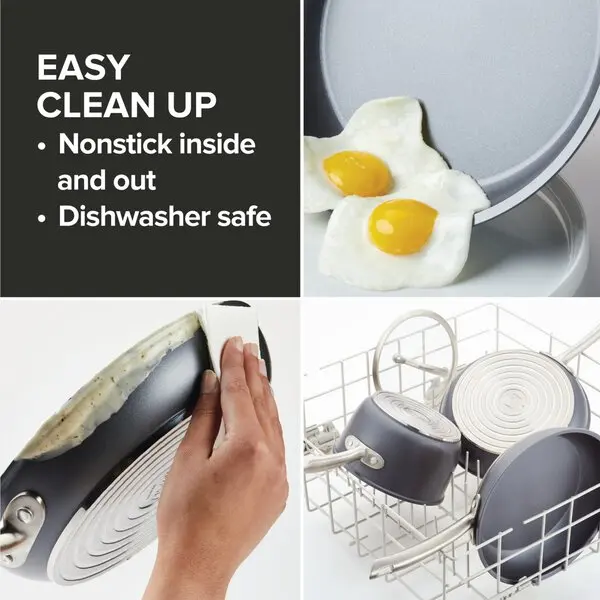 ANOLON Accolade Hard-anodized Nonstick Deep 12 Frying Pan With Lid And Helper Handle, Moonstone