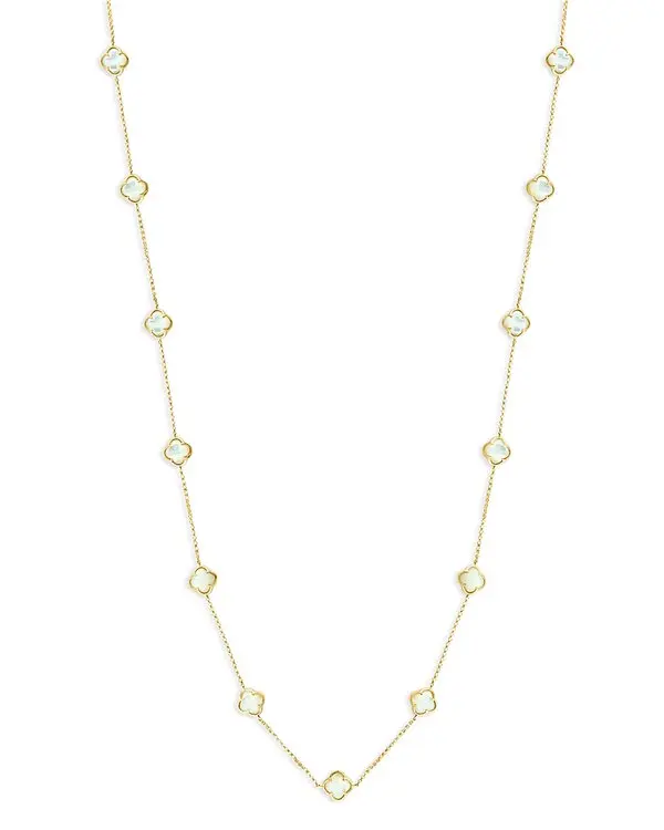 Bloomingdale'S Mother Of Pearl Clover Station Necklace - White/gold