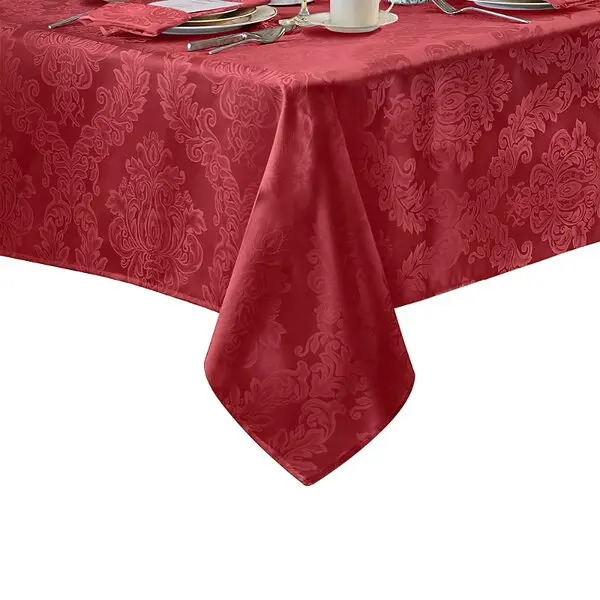 ELRENE HOME FASHIONS Barcelona Jacquard Damask Oblong Tablecloth, 84 X 60 - Red