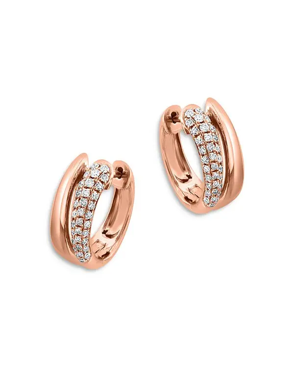 Bloomingdale'S Pave Diamond Huggie Hoop Earrings 0.30 Tcw - Rose Gold