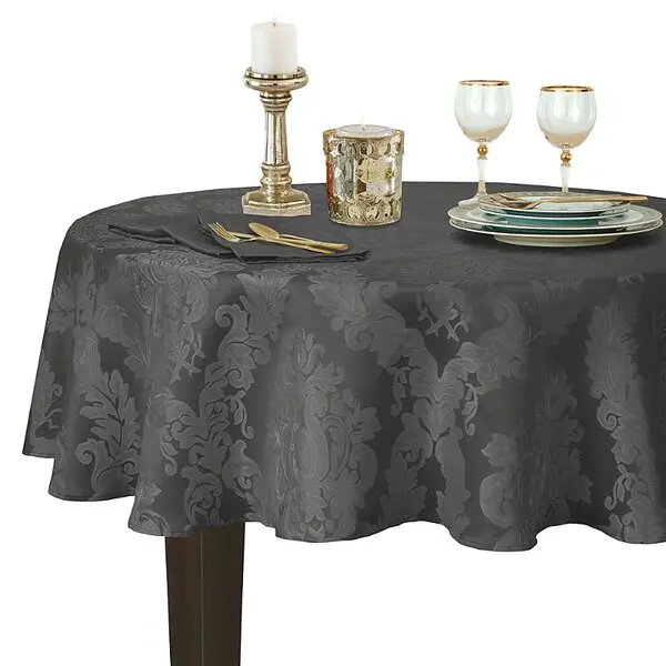 ELRENE HOME FASHIONS Barcelona Jacquard Damask Oval Tablecloth, 84 X 60 - Gray