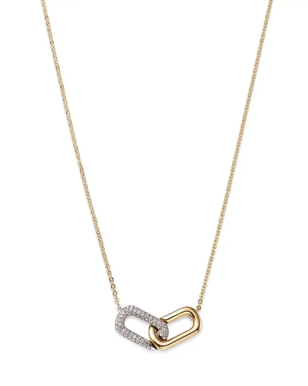 Bloomingdale'S Diamond And Gold Paperclip Necklace - White/gold
