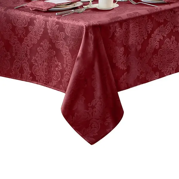 ELRENE HOME FASHIONS Barcelona Jacquard Damask Oblong Tablecloth, 144 X 60 - Burgundy