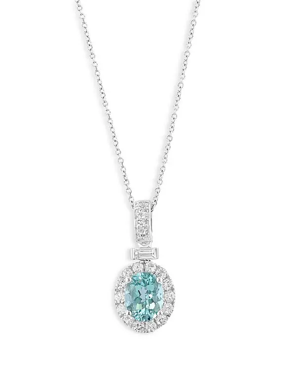 Bloomingdale'S Aquamarine And Diamond Pendant Necklace - Blue/white