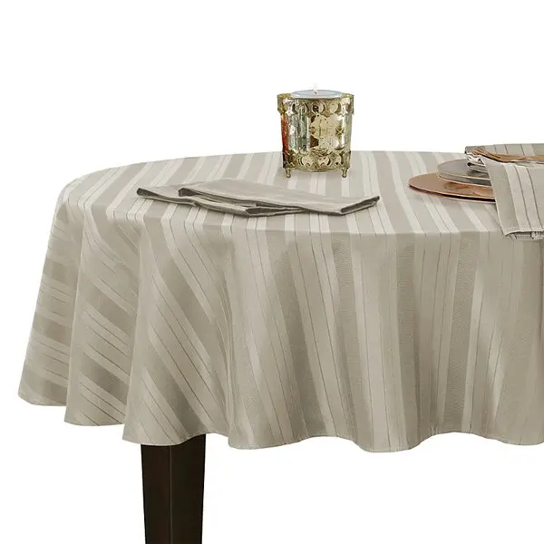 ELRENE HOME FASHIONS Denley Stripe Jacquard Round Tablecloth, 70 X 70 - Gray