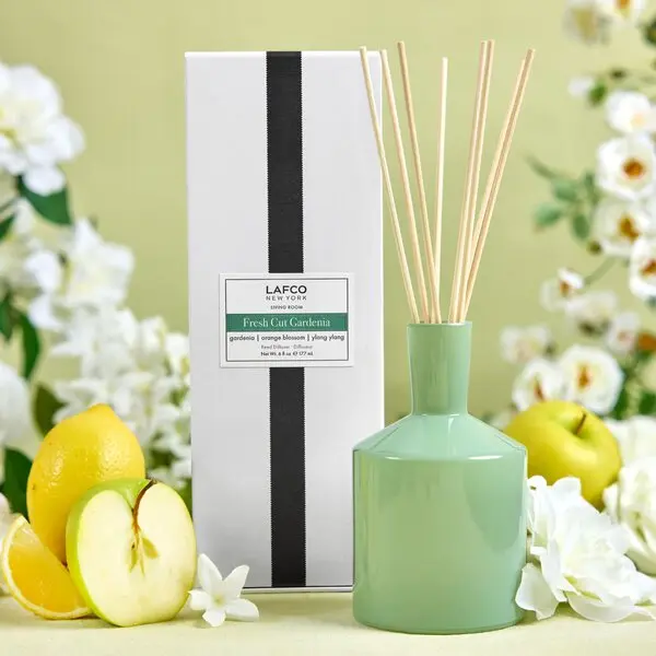LAFCO NEW YORK Fresh Cut Gardenia Classic Reed Diffuser, 6 Oz - Green