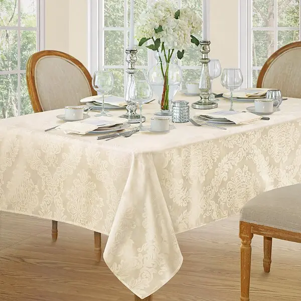 ELRENE HOME FASHIONS Barcelona Jacquard Damask Square Tablecloth, 52 X 52 - Antique