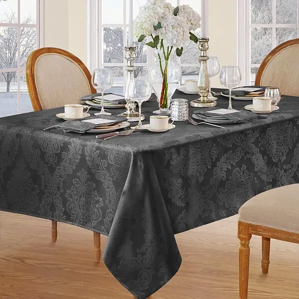 ELRENE HOME FASHIONS Barcelona Jacquard Damask Square Tablecloth, 52 X 52 - Gray