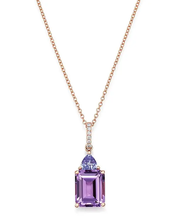 Bloomingdale'S Amethyst And Tanzanite Pendant Necklace - Multi/rose Gold