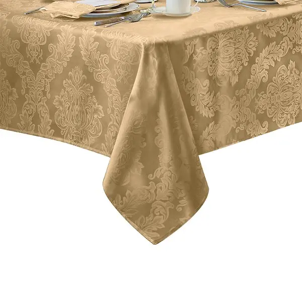 ELRENE HOME FASHIONS Barcelona Jacquard Damask Oblong Tablecloth, 120 X 60 - Gold