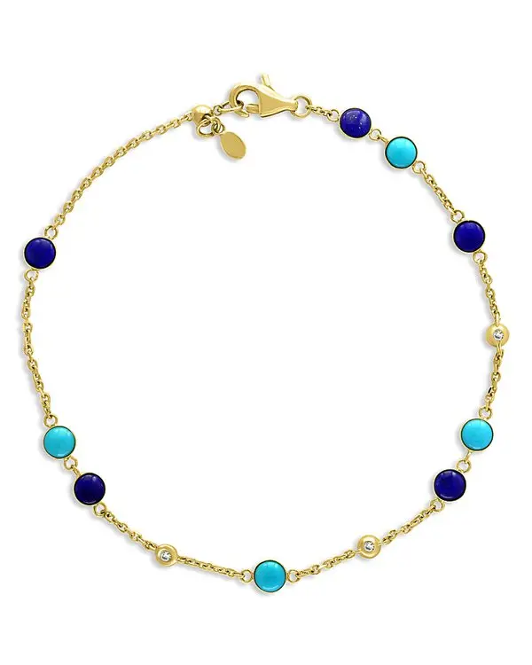 Bloomingdale'S Lapis Lazuli, Turquoise, Diamond And 14k Yellow Gold Bracelet - Blue/gold