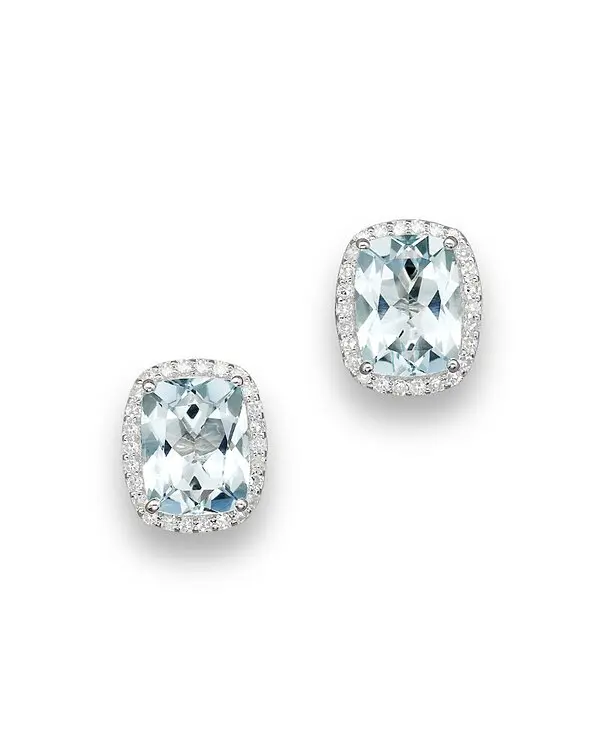 Bloomingdale'S Aquamarine And Diamond Stud Earrings - Blue/white