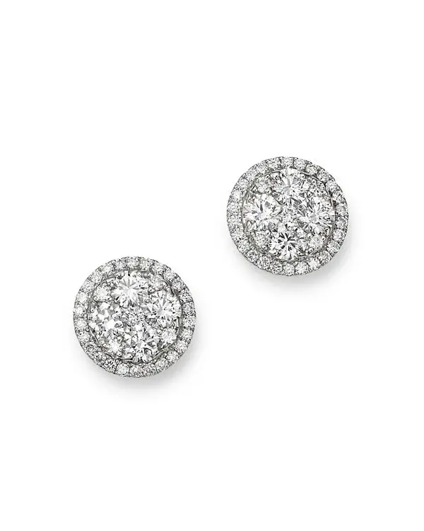Bloomingdale'S Diamond Circle Halo Stud Earrings, 1.0 Tcw - White