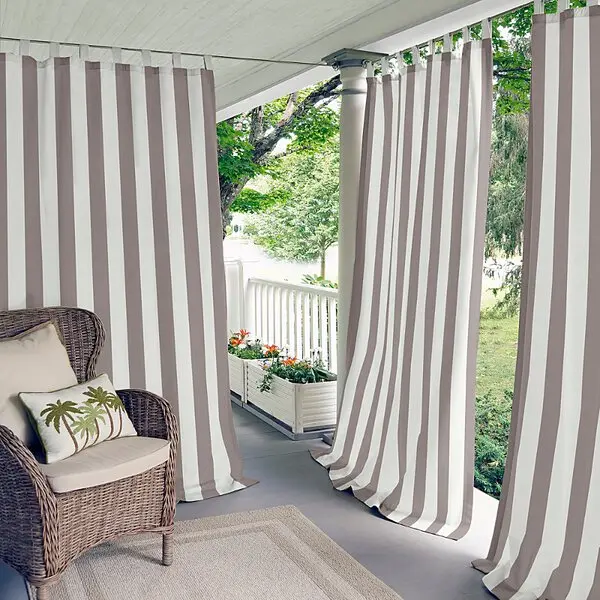 ELRENE HOME FASHIONS Highland Stripe Indoor/outdoor Curtain Panel, 50 X 108 - Gray