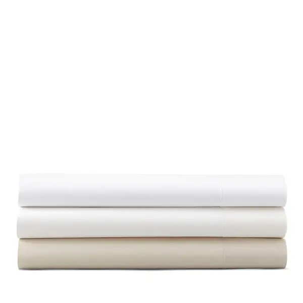 MATOUK Luca Hemstitch Percale Fitted Sheet, Queen - White