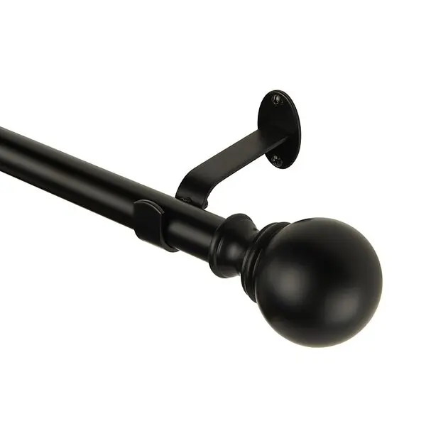 ELRENE HOME FASHIONS Cordelia Adjustable Curtain Rod With Ball Finials, 28-48 - Antique Black
