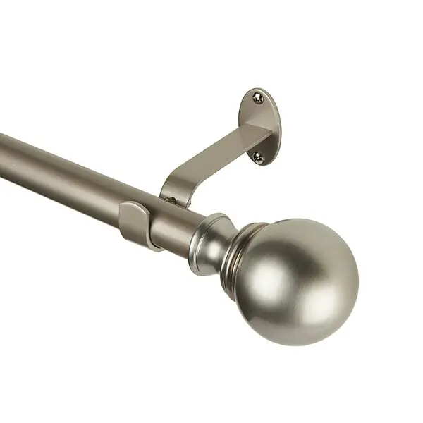 ELRENE HOME FASHIONS Cordelia Adjustable Curtain Rod With Ball Finials, 86-120 - Nickel