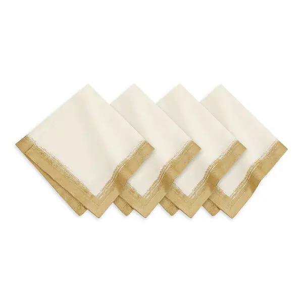 VILLEROY & BOCH Metallic Brushstroke Napkins, Set Of 4 - Ivory