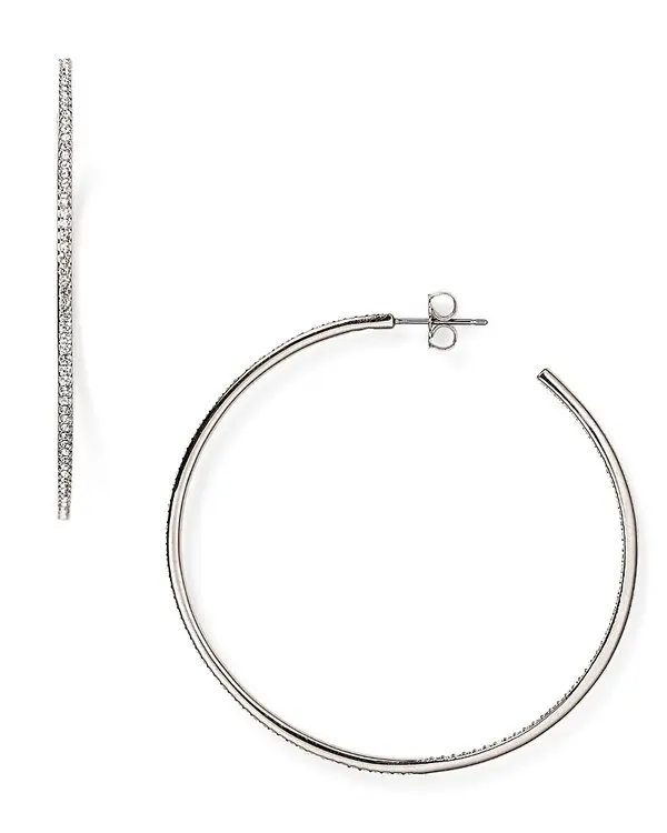 Nadri Pave Hoop Earrings - Silver