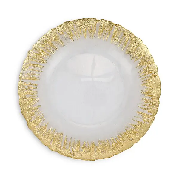 VIETRI Rufolo Glass Brushstroke Canape Plate - Gold