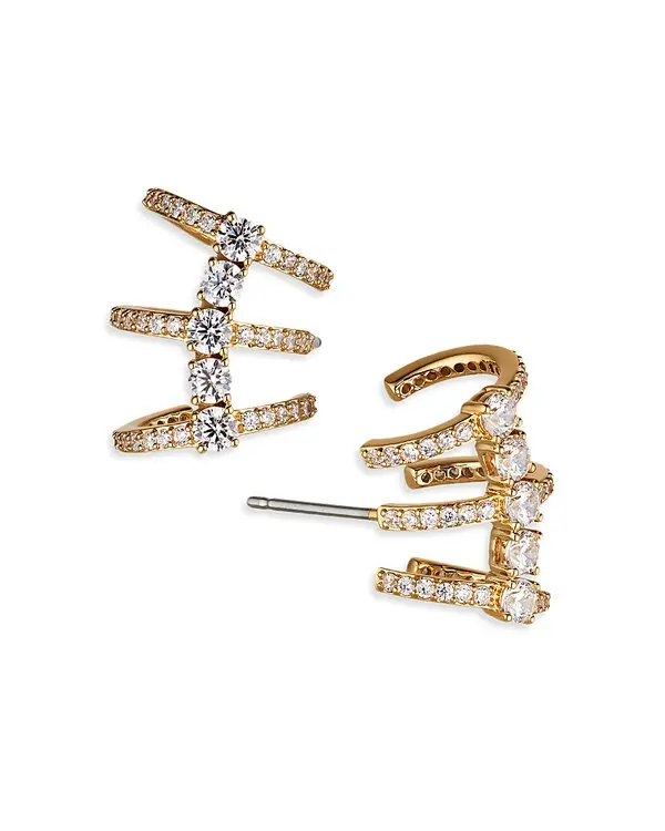 Nadri Cubic Zirconia Caged Stud Earrings - Gold