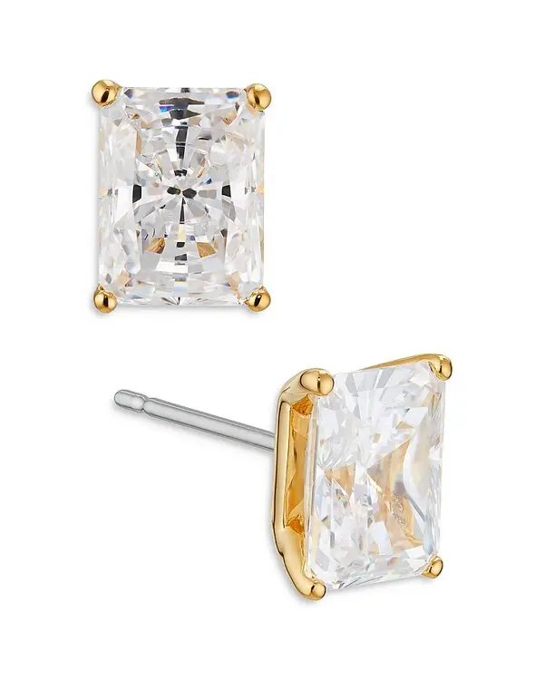 Nadri Emerald Cut Cubic Zirconia Stud Earrings - Gold