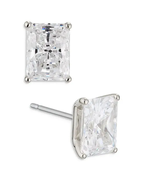 Nadri Emerald Cut Cubic Zirconia Stud Earrings - Rhodium