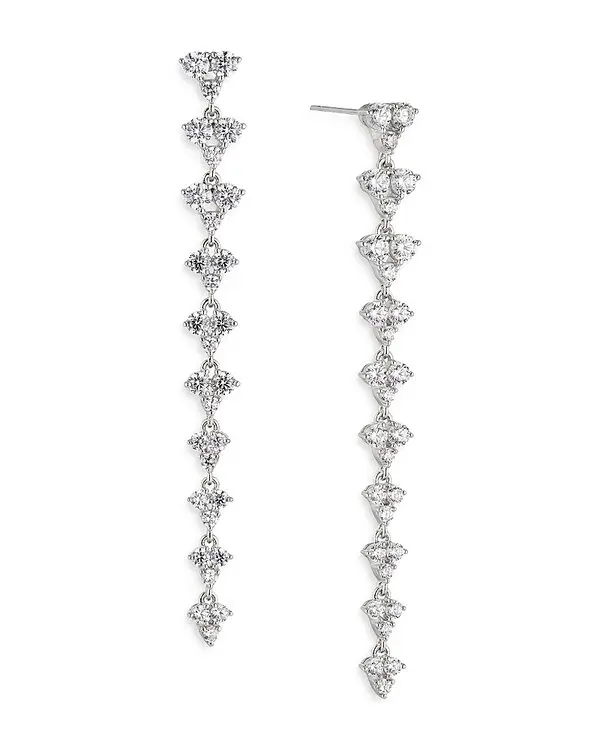 Nadri Pave Linear Drop Earrings - Silver