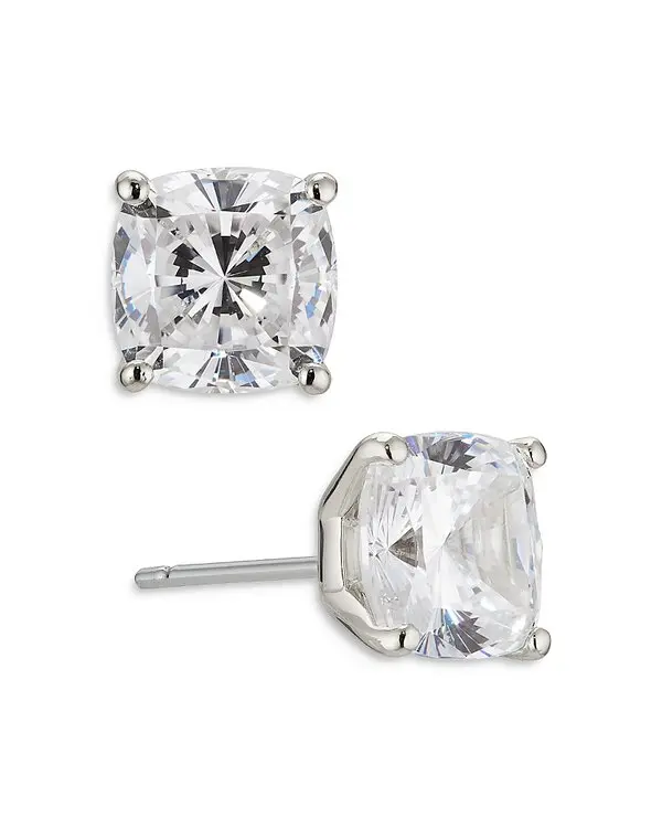 Nadri Cushion Cut Zirconia Stud Earrings - Rhodium