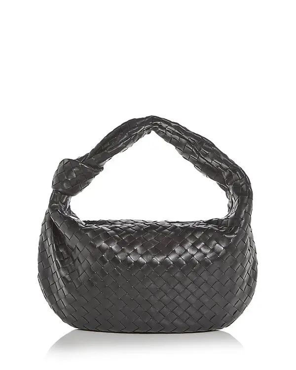 Bottega Veneta Intrecciato Leather Shoulder Bag - Black/silver