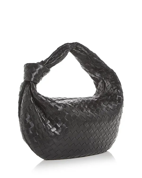 Bottega Veneta Intrecciato Leather Shoulder Bag - Black/silver