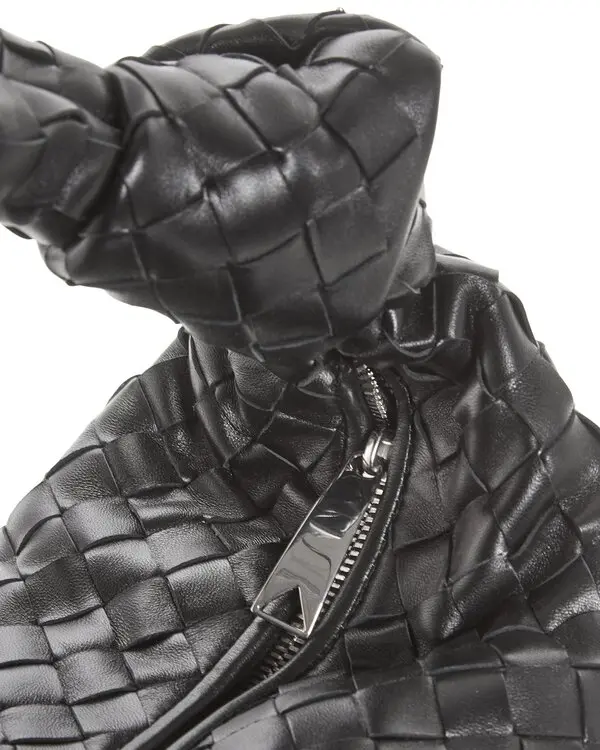 Bottega Veneta Intrecciato Leather Shoulder Bag - Black/silver