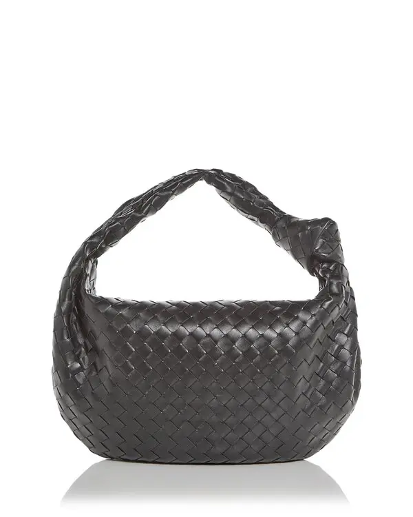 Bottega Veneta Intrecciato Leather Shoulder Bag - Black/silver