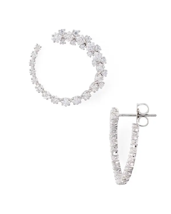 Nadri Tulle Hoop Earrings - Silver
