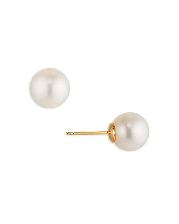 Nadri Nacre Pearl Stud Earrings - White/gold