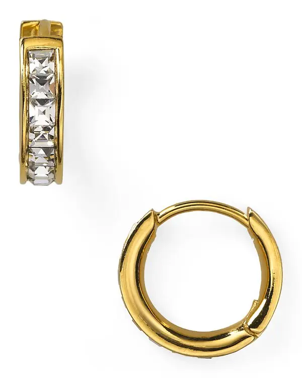 Nadri Channel Set Hoop Earrings - Gold