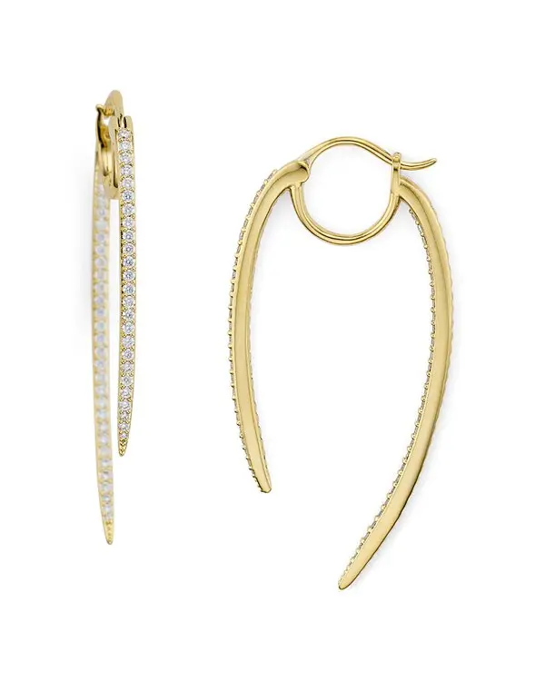 Nadri Curved Spike Hoop Earrings - Gold