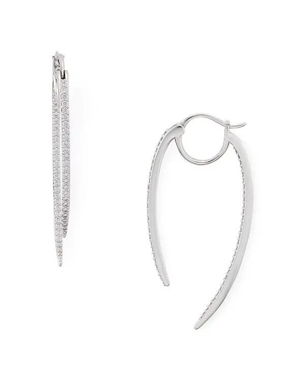 Nadri Curved Spike Hoop Earrings - Silver