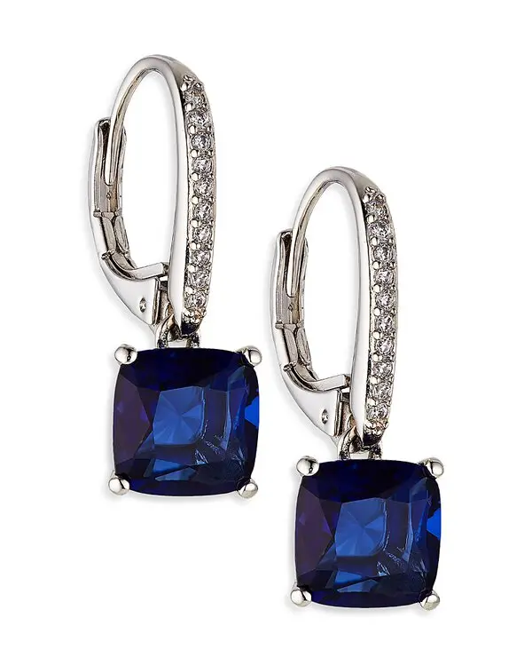 Nadri Rhodium-plated Cubic Zirconia Square Drop Earrings - Dark Blue/silver