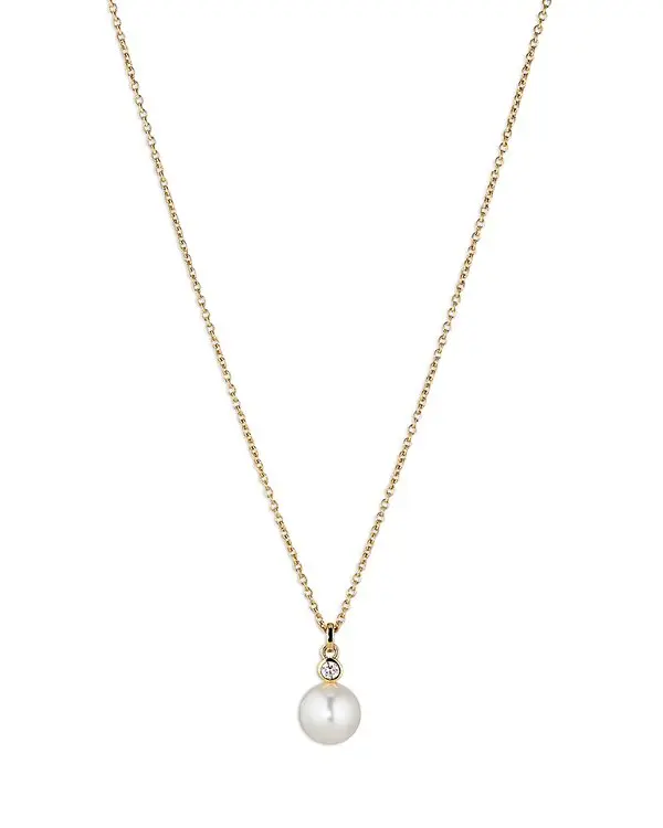 Nadri Cubic Zirconia And Nacre Pearl Pendant Necklace - White/gold