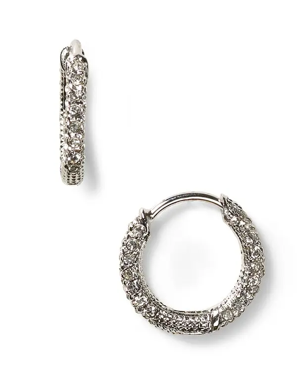 Nadri Pave Huggie Hoop Earrings - Rhodium
