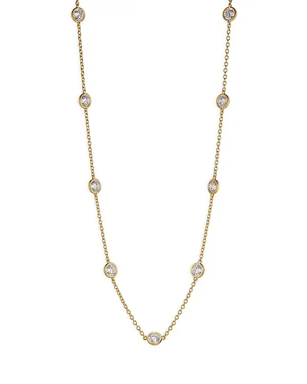 Nadri Cubic Zirconia Station Necklace - Gold