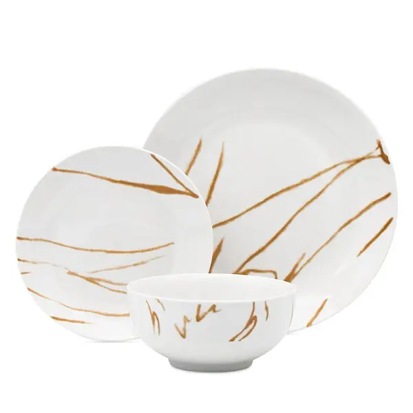 GODINGER Boulon 12 Piece Porcelain Dinnerware Set - Silver