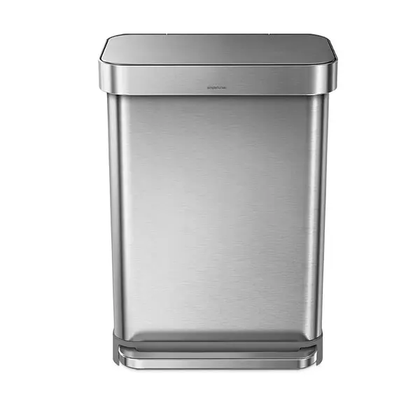 SIMPLEHUMAN 55 Liter Rectangular Kitchen Trash Can With Liner Pocket - Brushed
