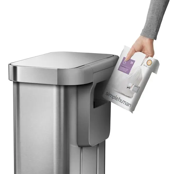 SIMPLEHUMAN 55 Liter Rectangular Kitchen Trash Can With Liner Pocket