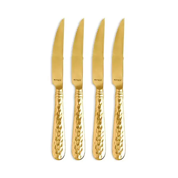 VIETRI Martellato Tone Steak Knife, Set Of 4 - Gold