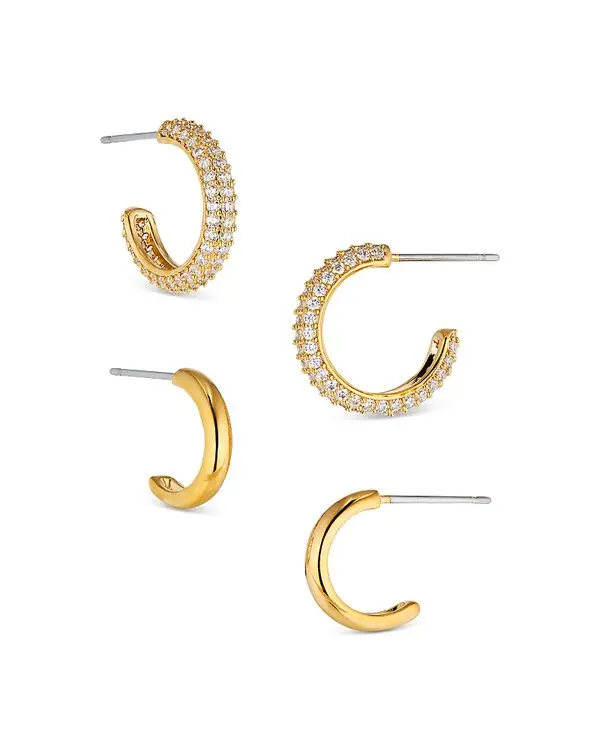 Nadri Pave The Way Hoop Earrings, Set Of 2 - Gold